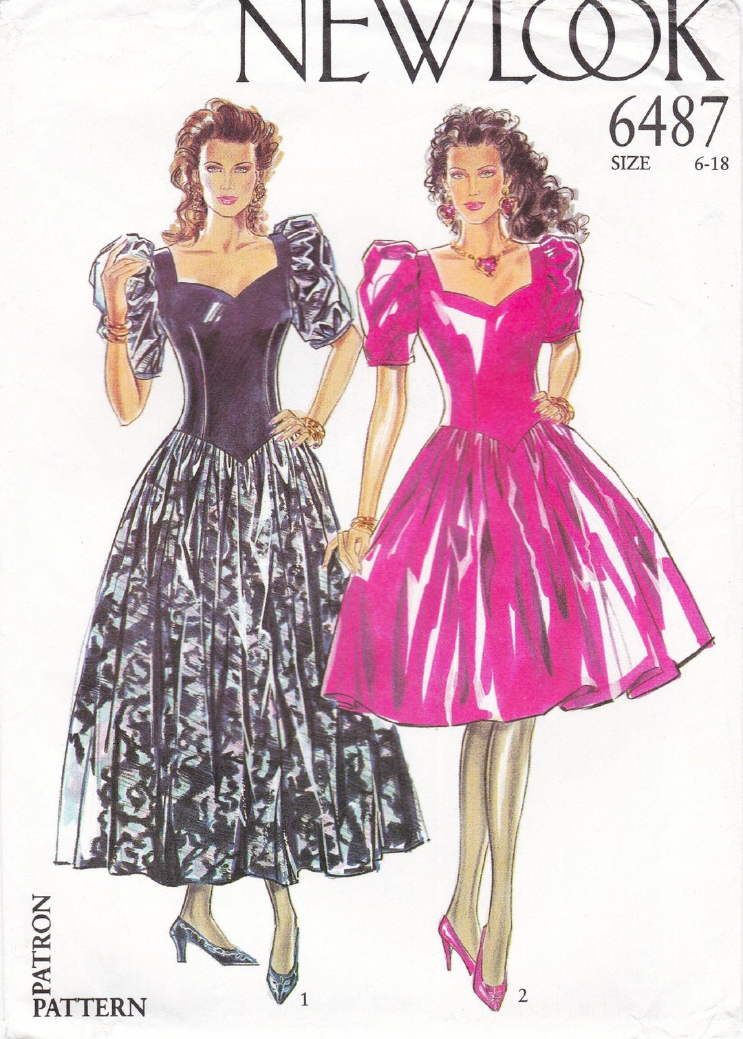 New Look 6487 Vintage Sewing Pattern Dress Sizes 6 8 10 12 14 16 18 ...