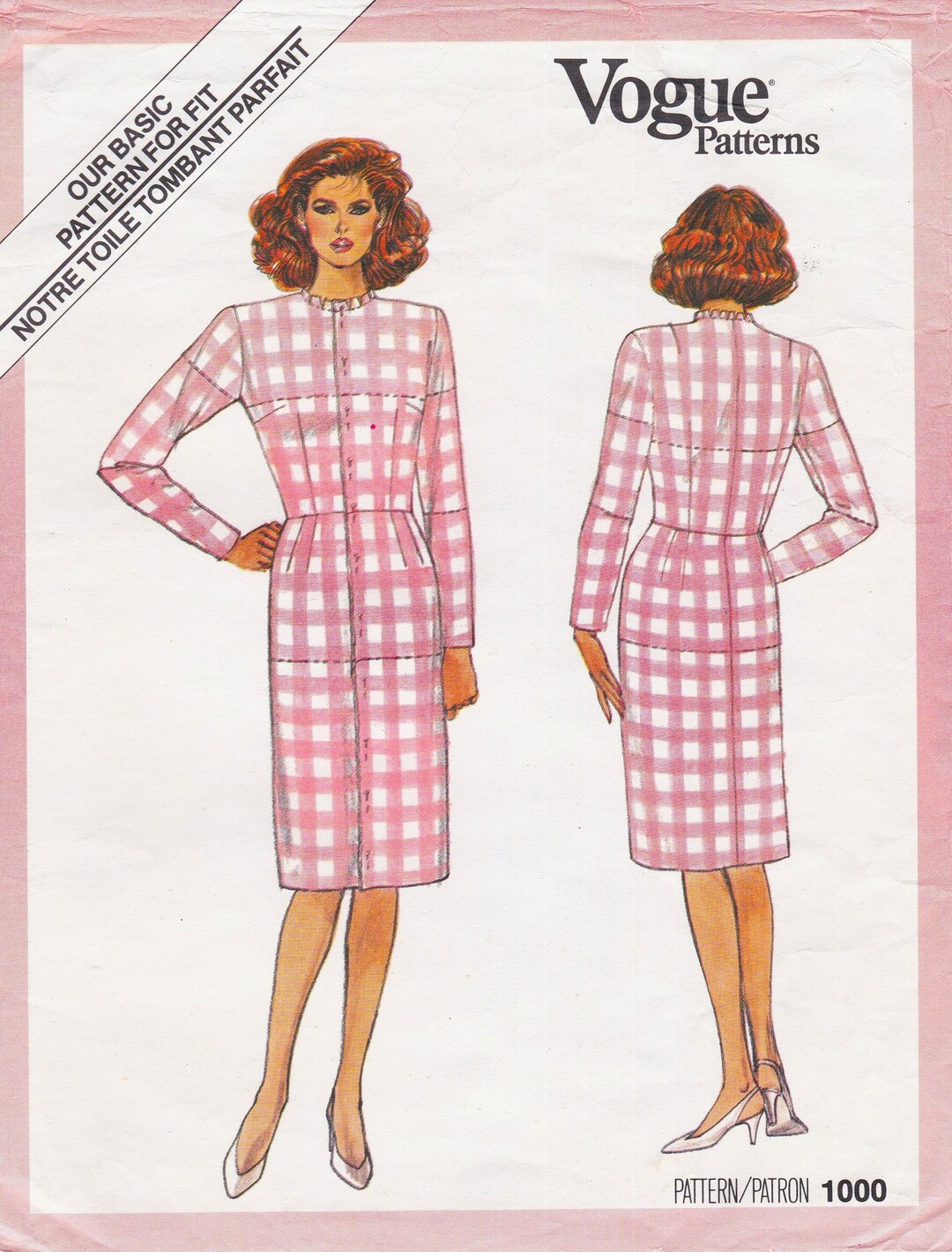 Vogue 1000 Vintage Sewing Pattern Fitting Shell Basic Dress Design ...