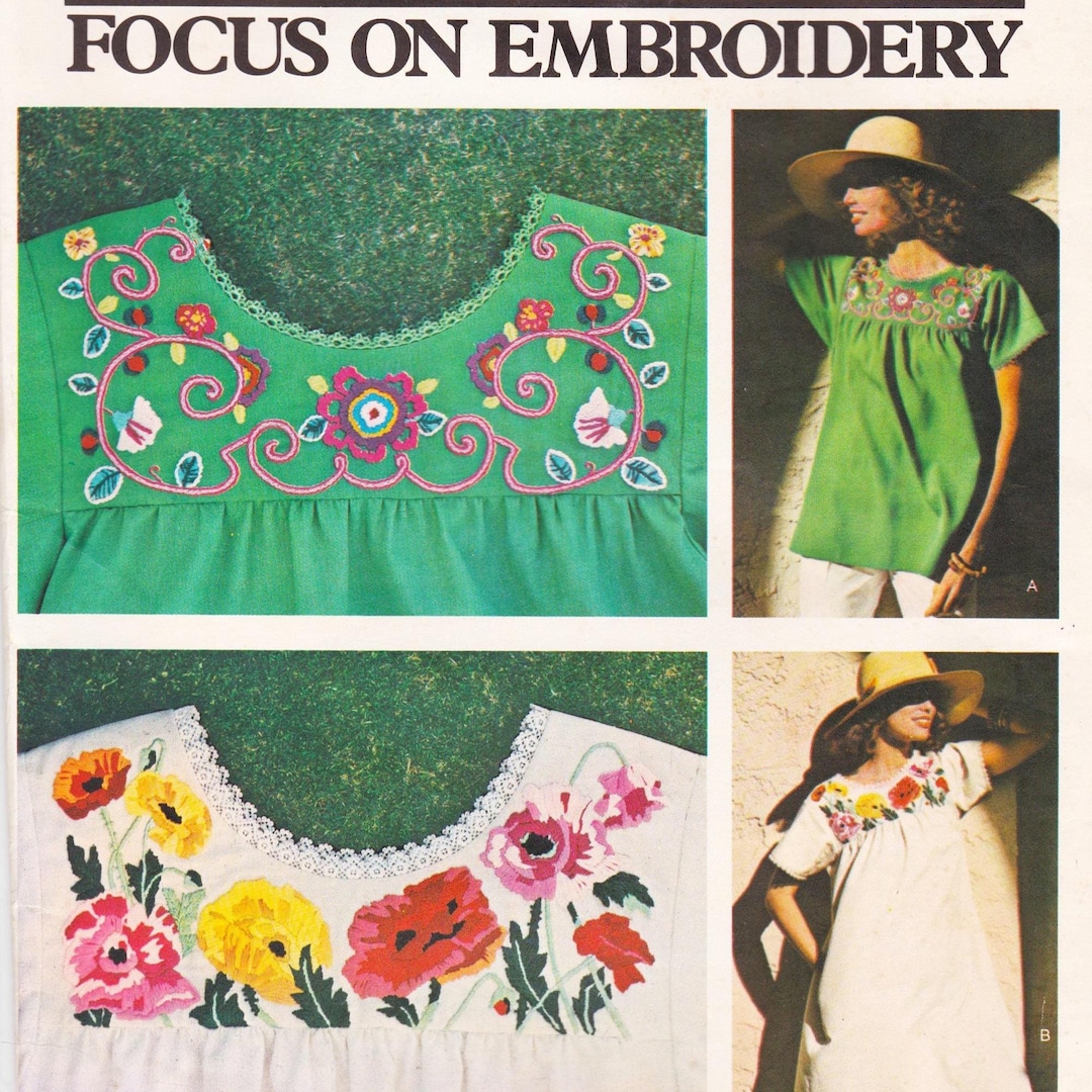 Vogue 1253 Vintage Sewing Pattern With Embroidery Transfer Dress Top ...