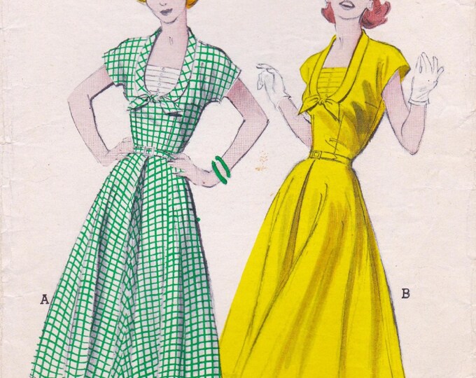 Simplicity 3845 Vintage 1950s Sewing Pattern Dress Size 16 Bust 34 - Etsy