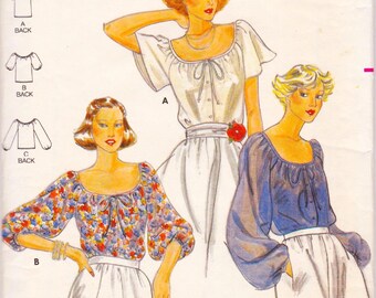 Vogue 7644 Vintage Sewing Pattern Blouse Shirt Top Tunic Size 12 Bust ...