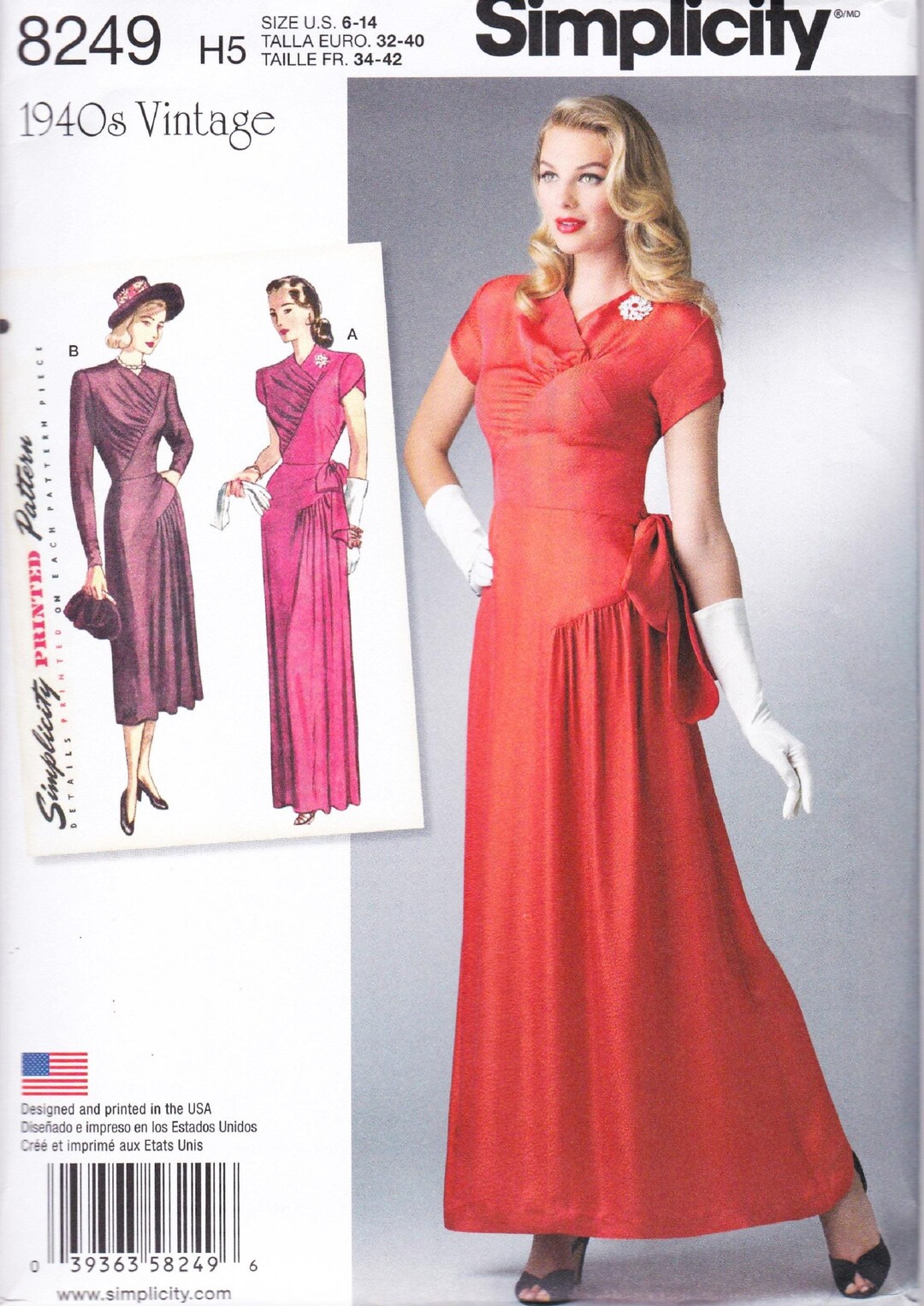 Simplicity 8249 Reissue Sewing Pattern Reproduction of A 1940s Design ...