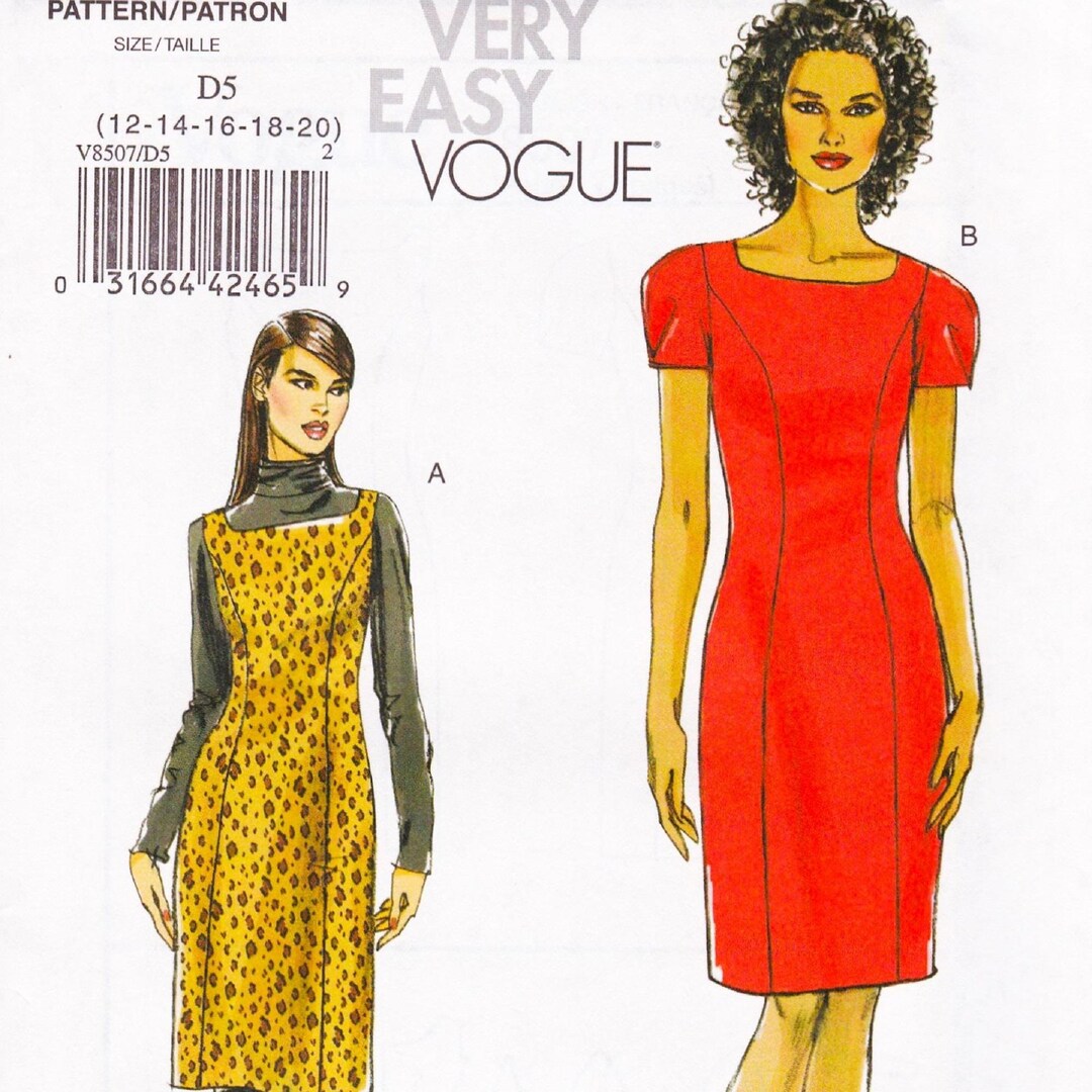 Very Easy Vogue 8507 Sewing Pattern Dress or Jumper Sizes 12 14 16 18 ...