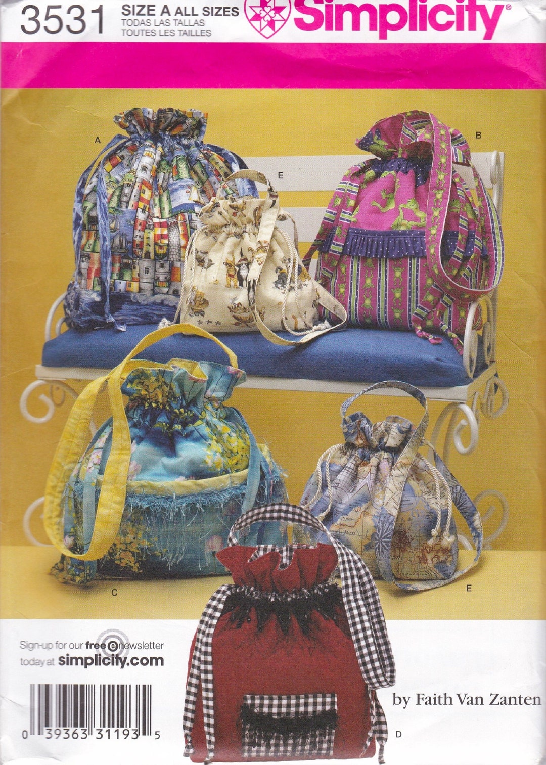 Simplicity 3531 Sewing Pattern Drawstring Bag Purse Handbag Unused - Etsy