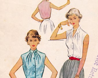 Mccall 6709 Vintage 1940s Sewing Pattern Blouse Shirt Top Size 14 Bust ...