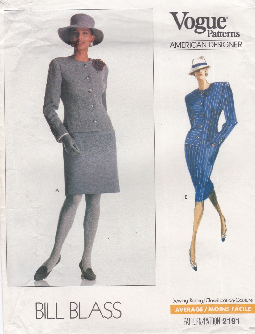 Vogue 2191 Vintage Designer Sewing Pattern by Bill Blass Dress Sizes 12 ...