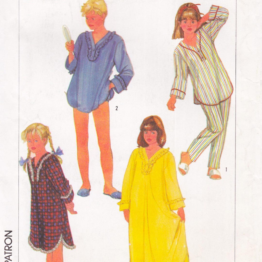 Simplicity 7197 Vintage Sewing Pattern for Children Childs Pajamas Gown ...