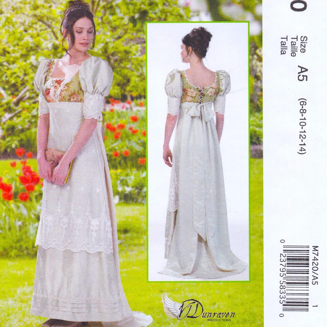 Mccalls 7420 Historical Costume Sewing Pattern Empire Dress Gown Sizes ...