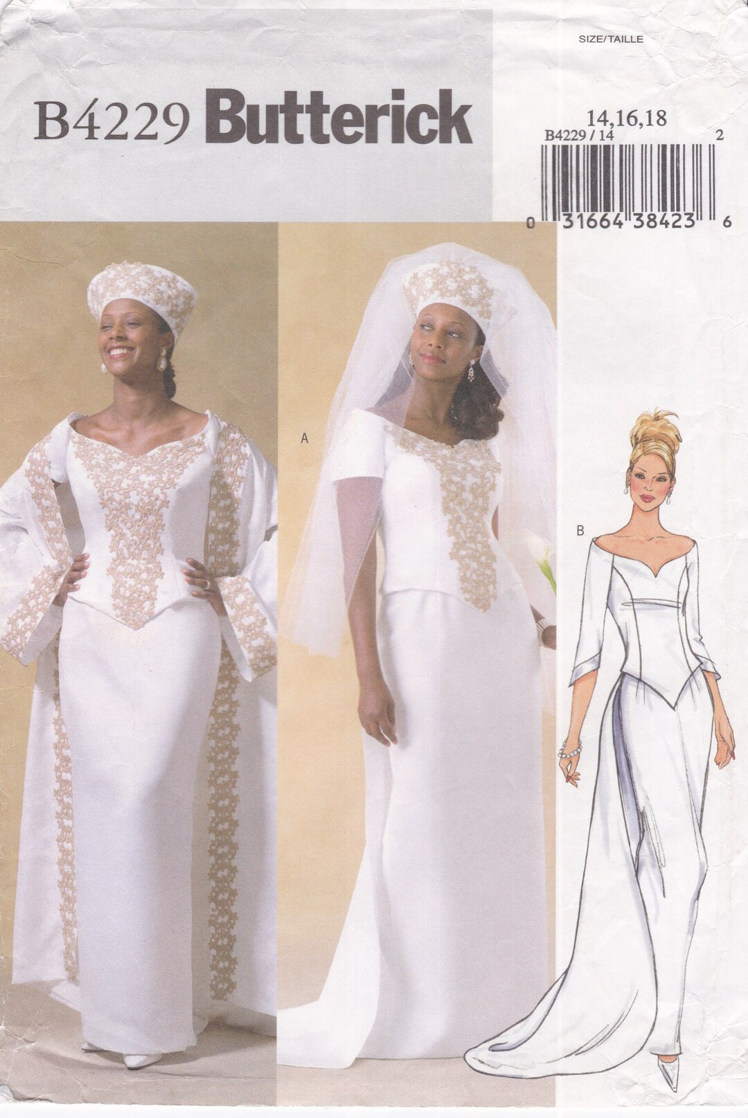 Butterick 4229 Sewing Pattern Wedding Dress Bridal Gown Coat Top Skirt ...
