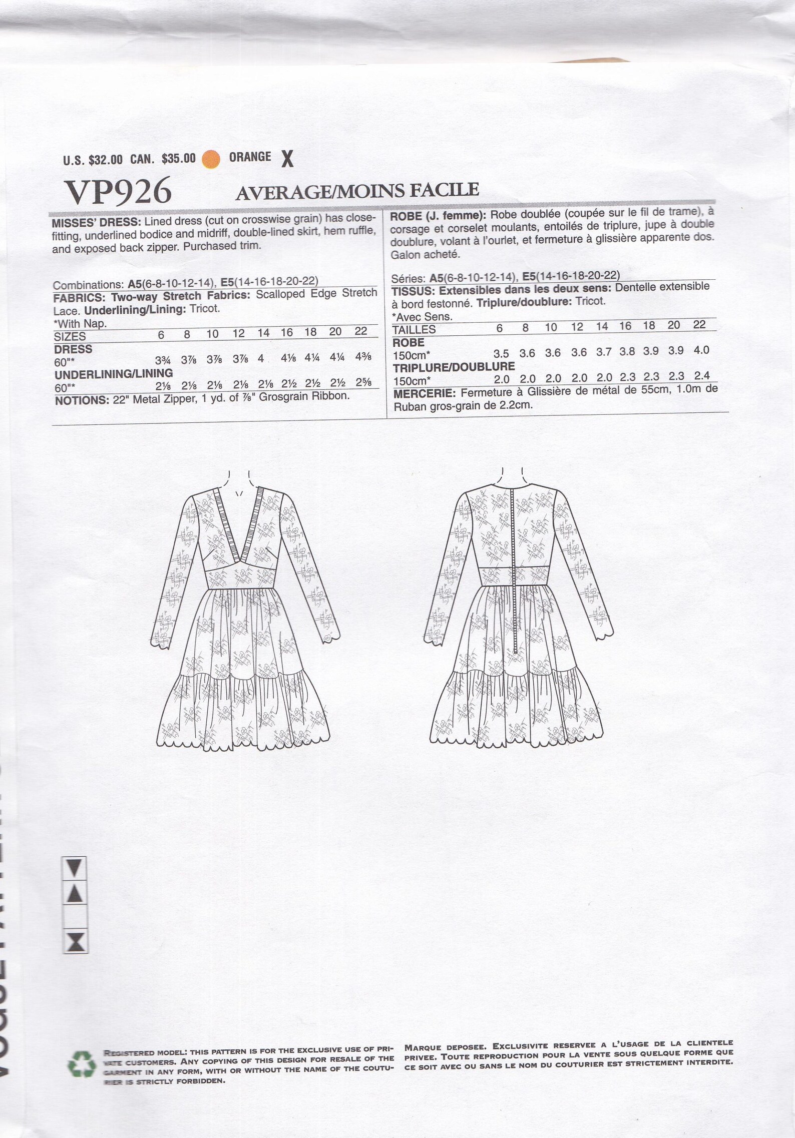 Vogue 1471 Designer Sewing Pattern by Nicola Finetti Dress Sizes 6 8 10 ...