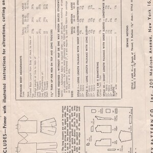 Simplicity 2051 Vintage 1950s Sewing Pattern for Men Mans Pajamas Size Small Chest 34 to 36 - Etsy