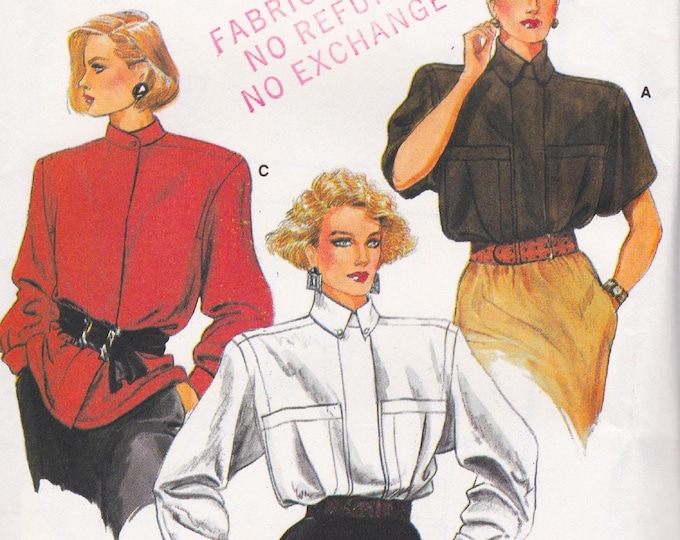 Vogue 9285 Sewing Pattern Blouse Shirt Top Sizes 14 16 18 20 22 Bust 36 ...
