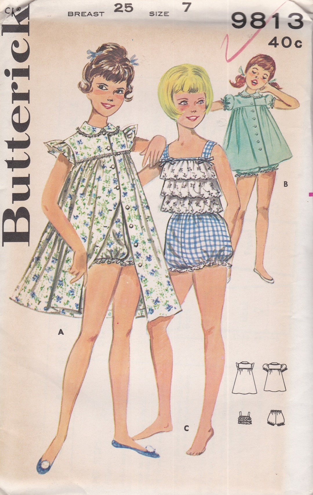 Butterick 9813 Vintage Sewing Pattern for Children Childs - Etsy