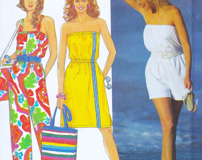 Simplicity 9751 Vintage Sewing Pattern Jumpsuit Romper Strapless Beach ...
