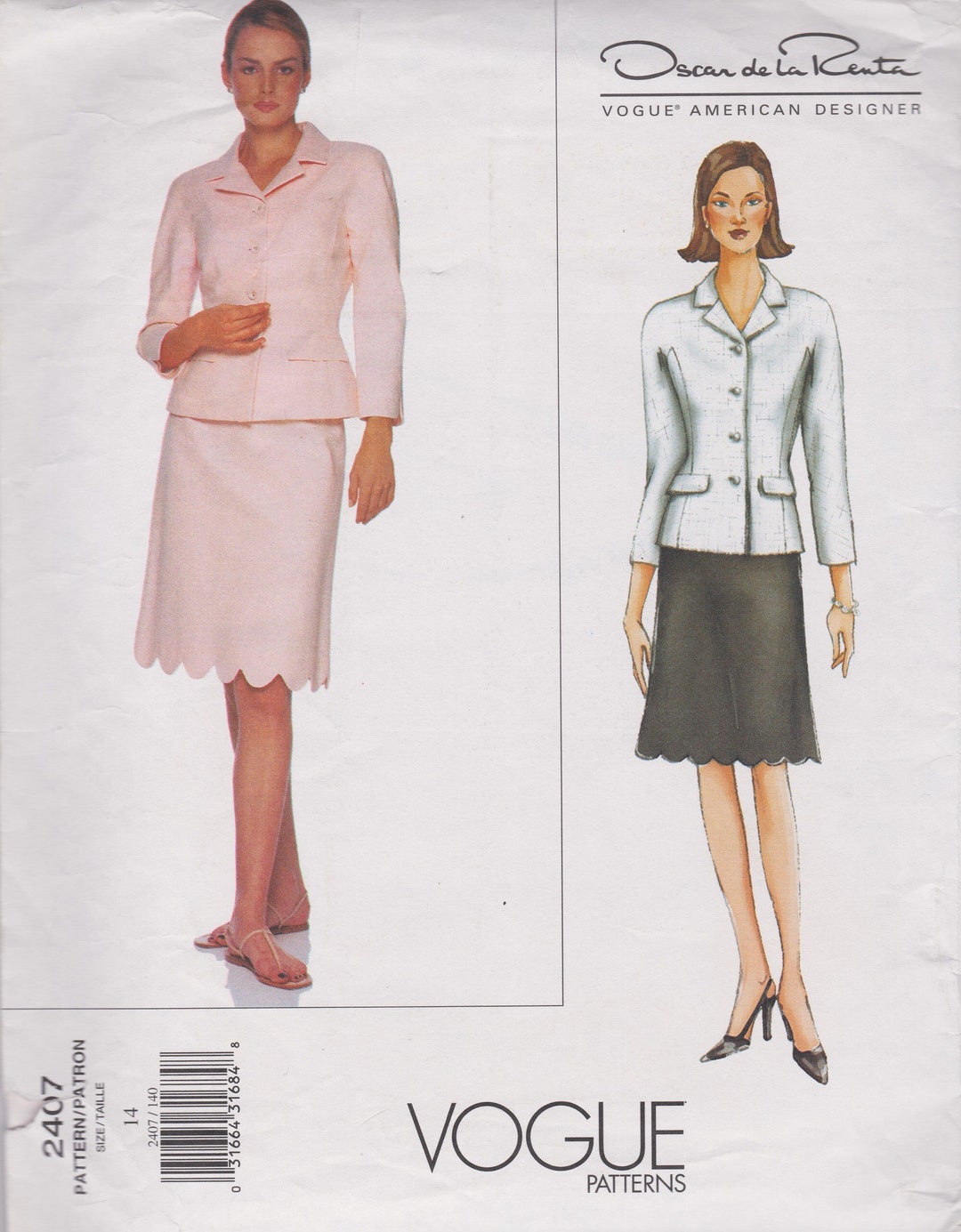 Vogue 2407 Vintage Designer Sewing Pattern by Oscar De La Renta Skirt ...