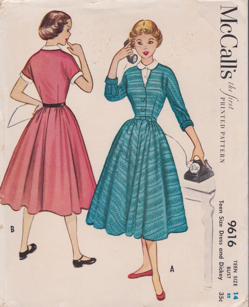 Mccalls 9616 / Vintage 1950s Sewing Pattern / Dress / Size 14 - Etsy
