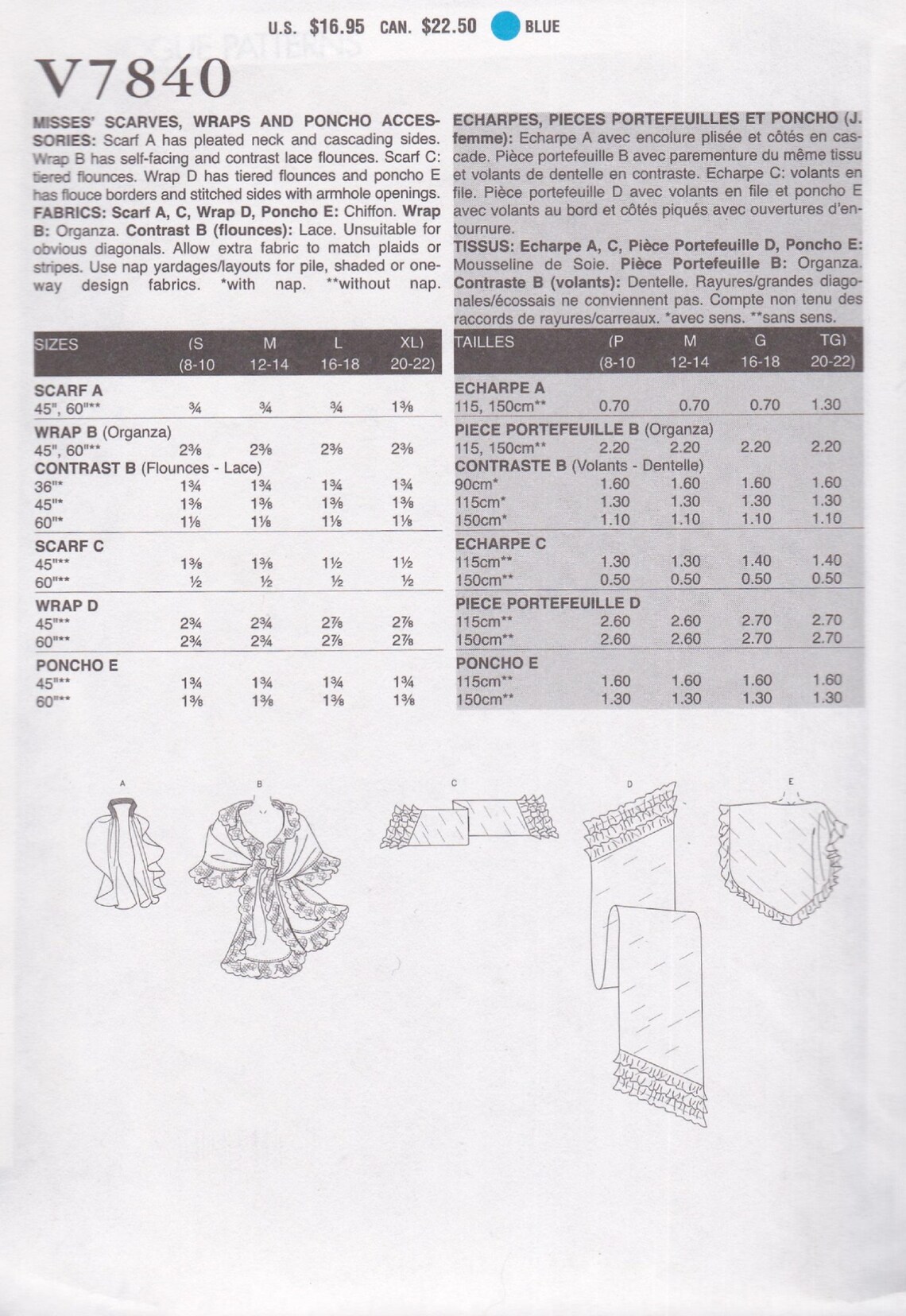 Vogue 7840 Elizabeth Gillett Fashion Accessories Sewing Pattern Unlined ...