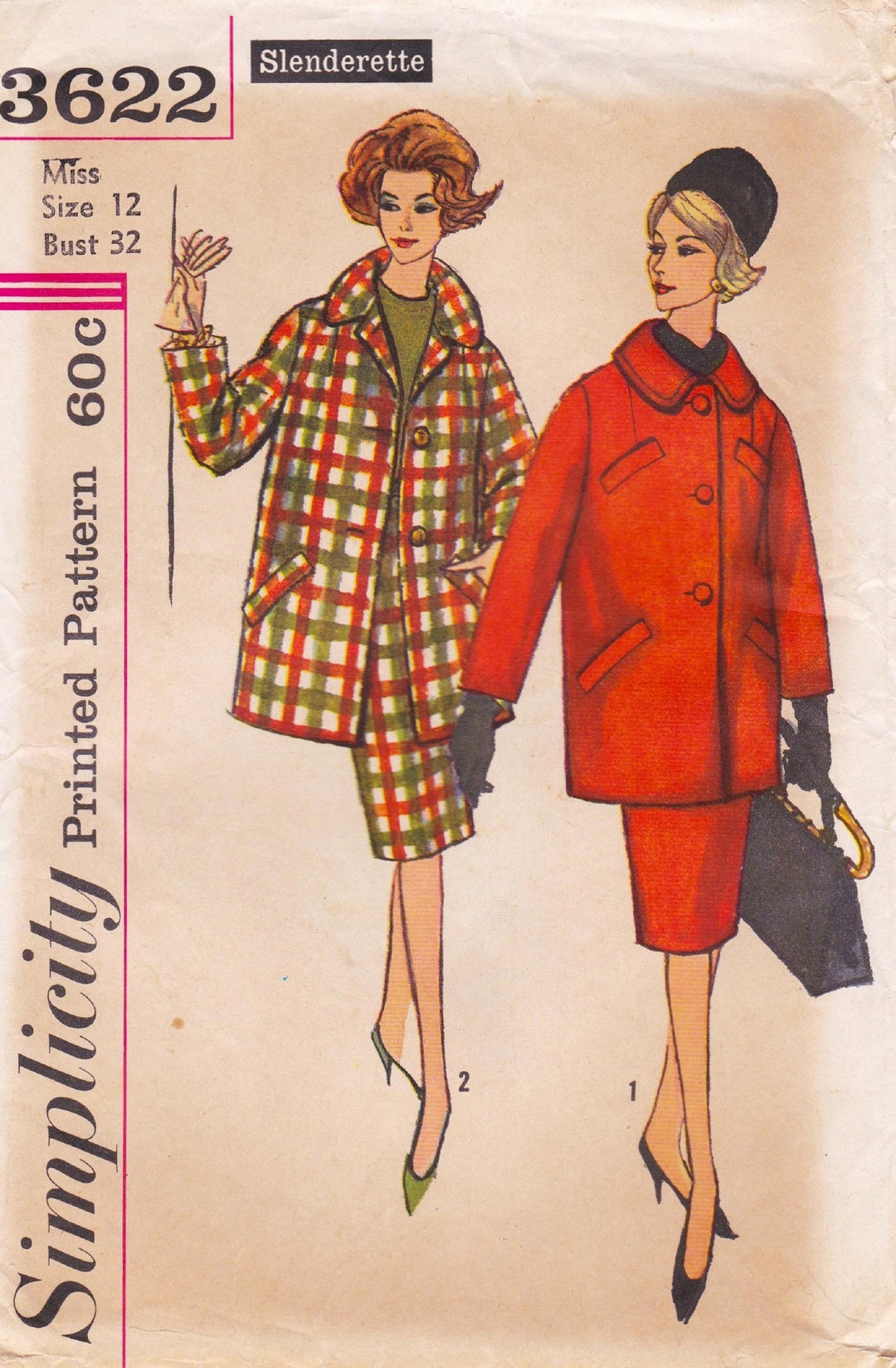 Simplicity 3622 Vintage Slenderette Sewing Pattern Skirt Jacket Coat ...