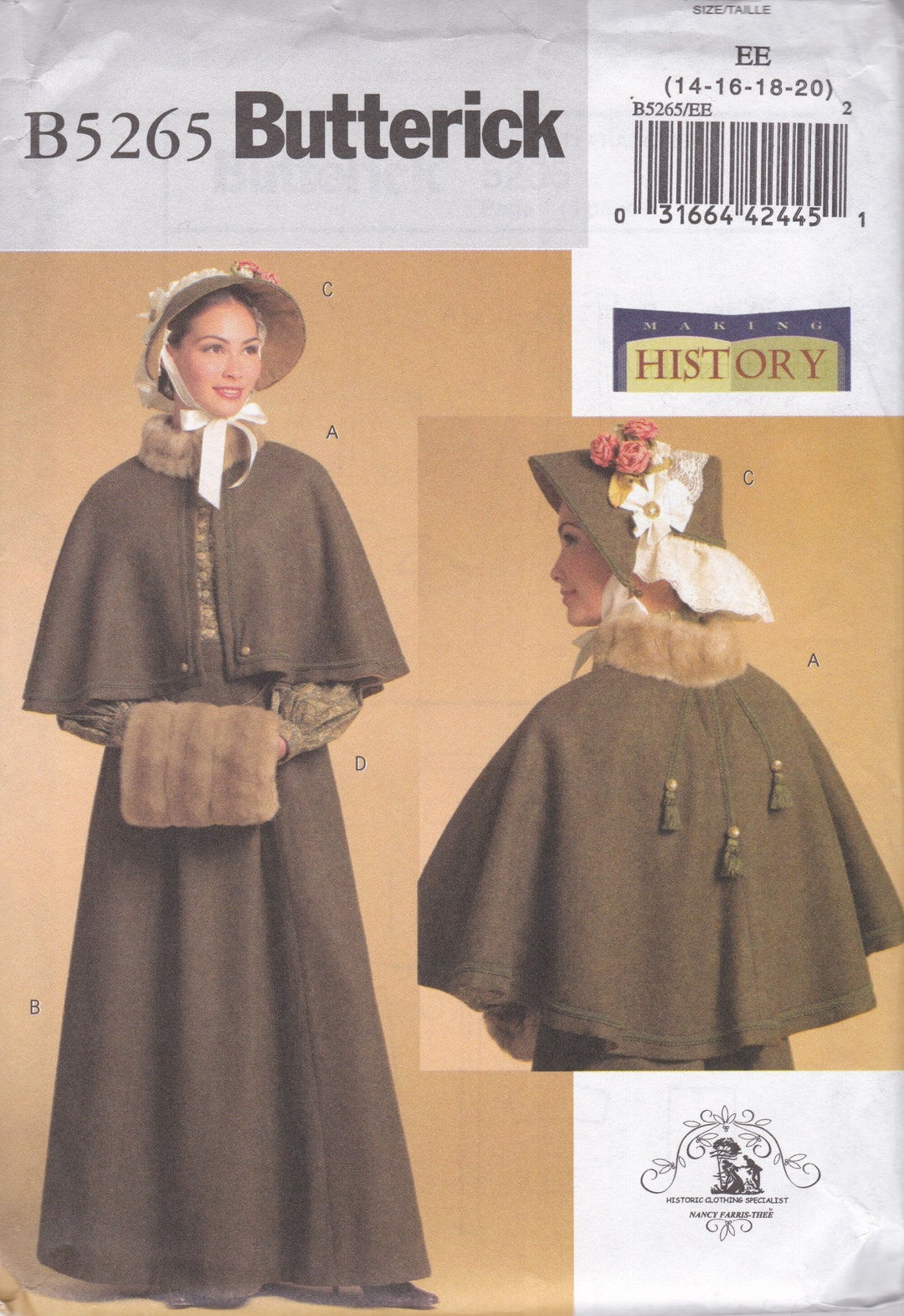 Butterick 5265 Sewing Pattern Womans Civil War Era Historical Costume ...