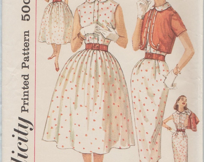 Vintage 50s Sewing Pattern / Simplicity 2550 / Dress and Bolero Jacket ...