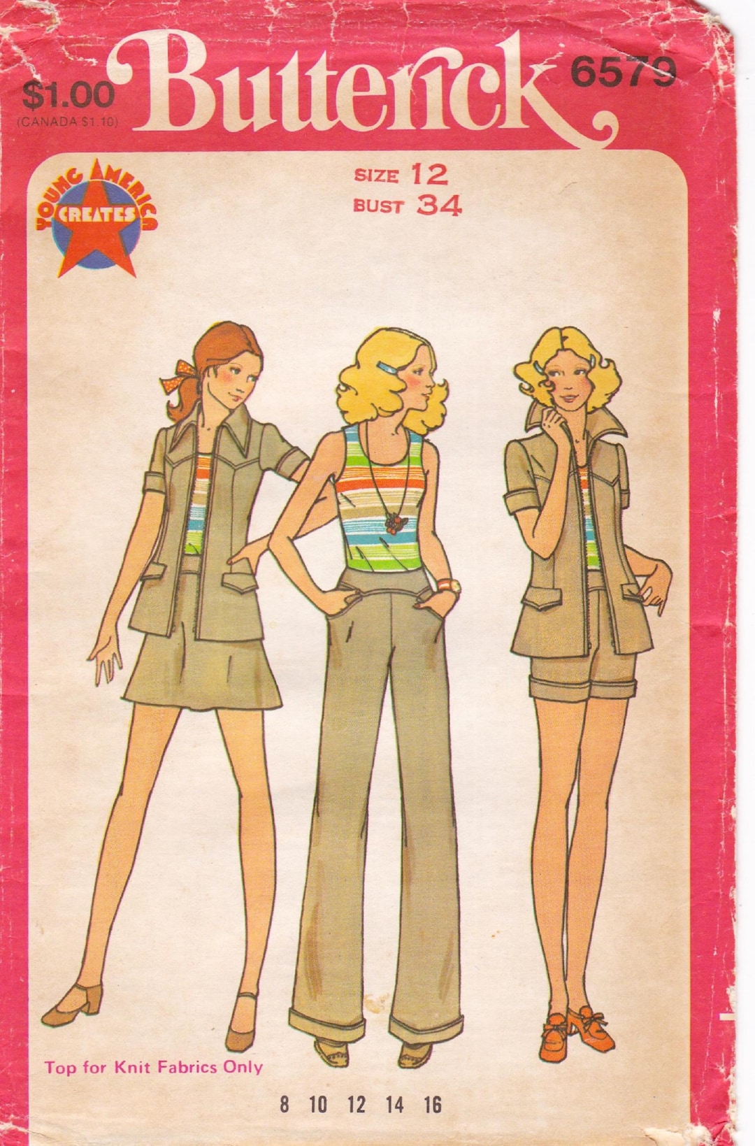 Butterick 6579 Vintage Sewing Pattern Skirt Trousers Pants Shorts ...