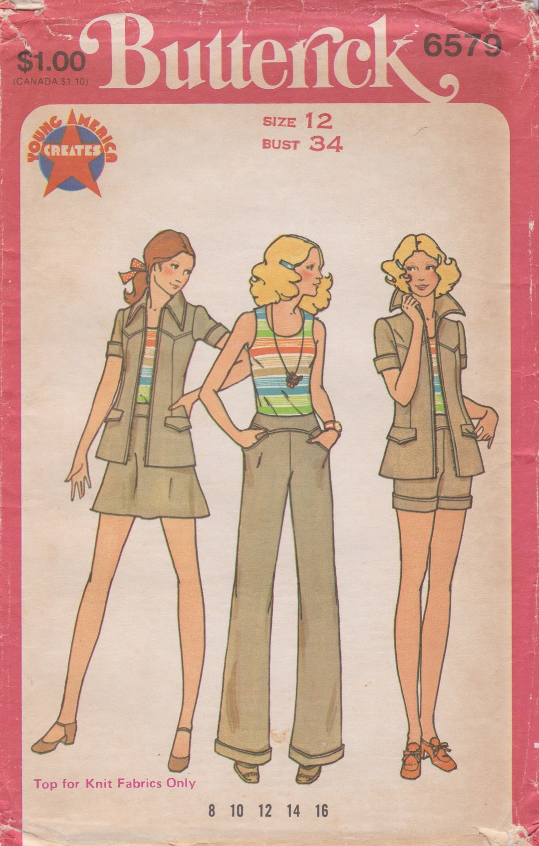 Butterick 6579 Vintage Sewing Pattern Skirt Trousers Pants Shorts ...