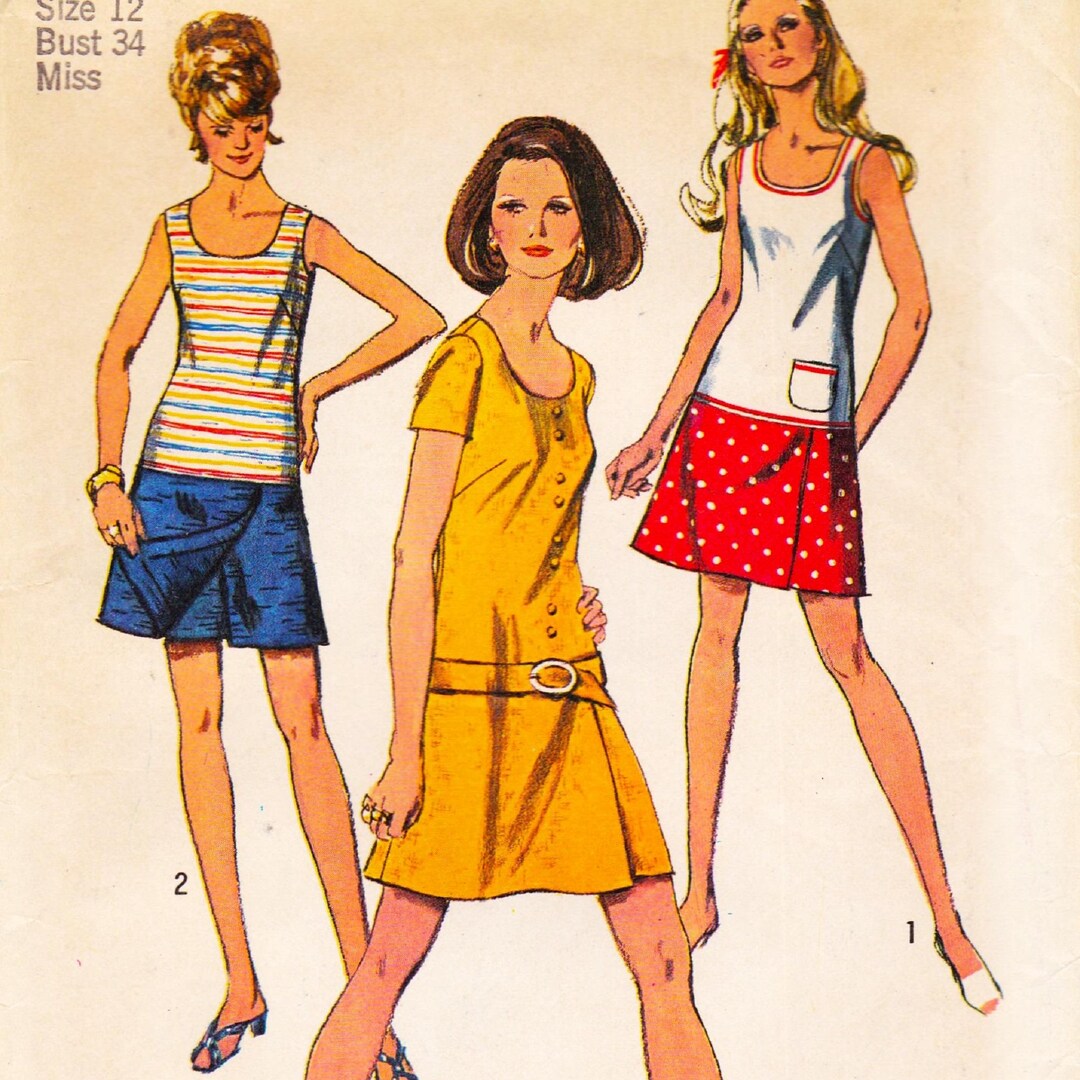 Simplicity 8833 Vintage Sewing Pattern Pantdress Culotte Dress Size 12 ...
