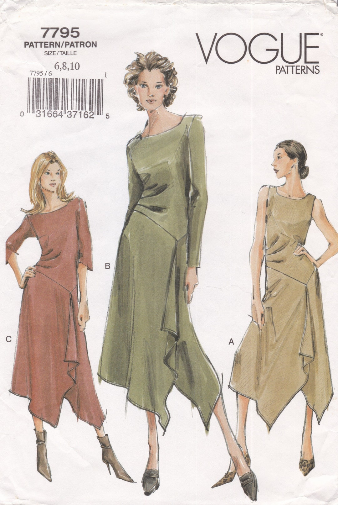 Vogue 7795 Vintage Sewing Pattern Dress Sizes 6 8 10 Unused - Etsy