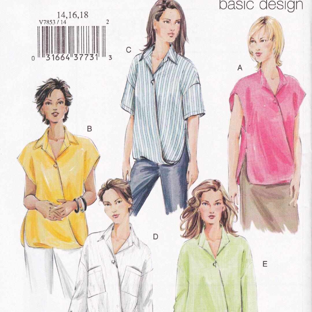 Vogue 7853 Vintage Basic Design Sewing Pattern Blouse Shirt Top Sizes ...