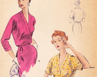 Mccall 6709 Vintage 1940s Sewing Pattern Blouse Shirt Top Size 14 Bust ...