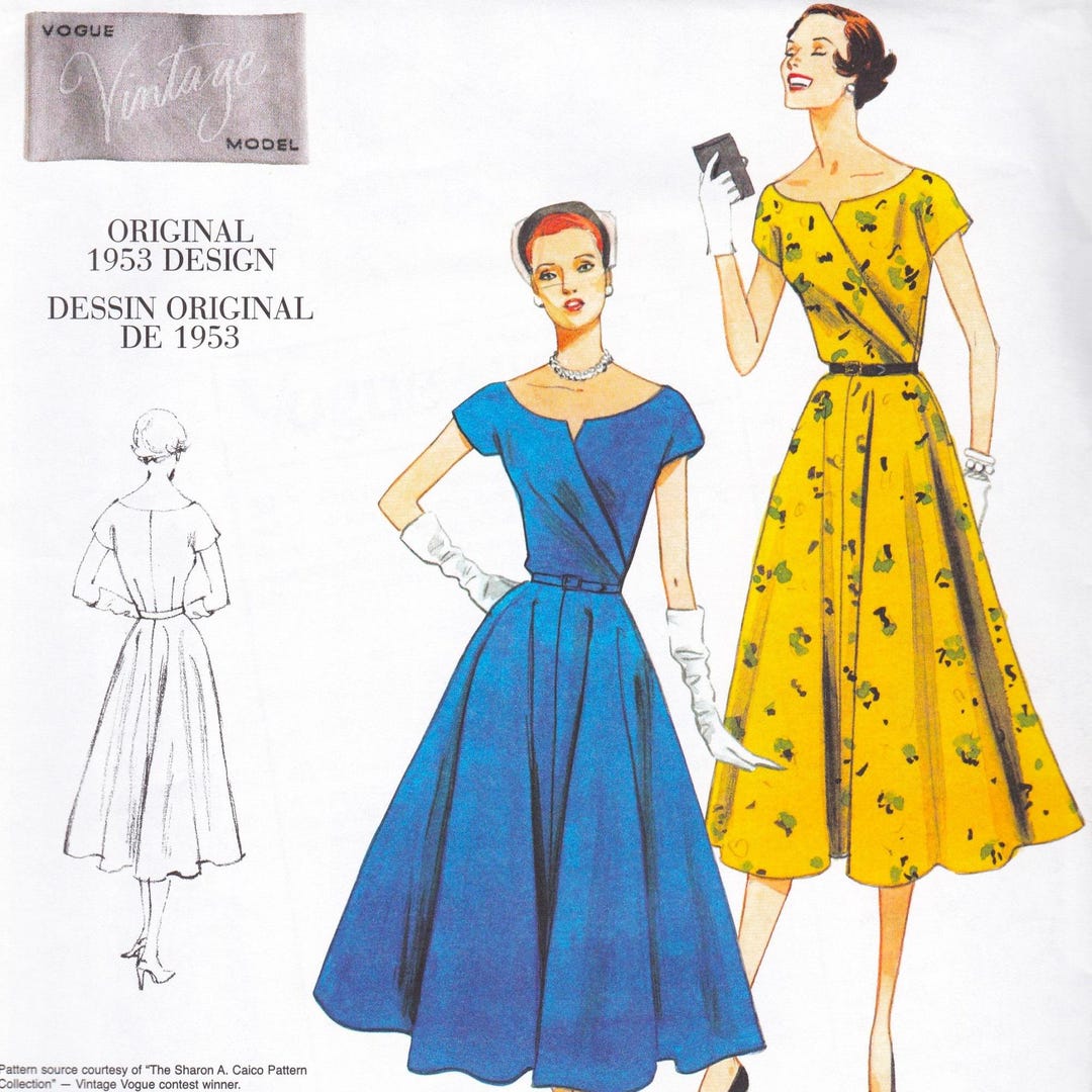 Vogue 1043 Reproduction Sewing Pattern 1950s Design Reissue Dress Sizes ...