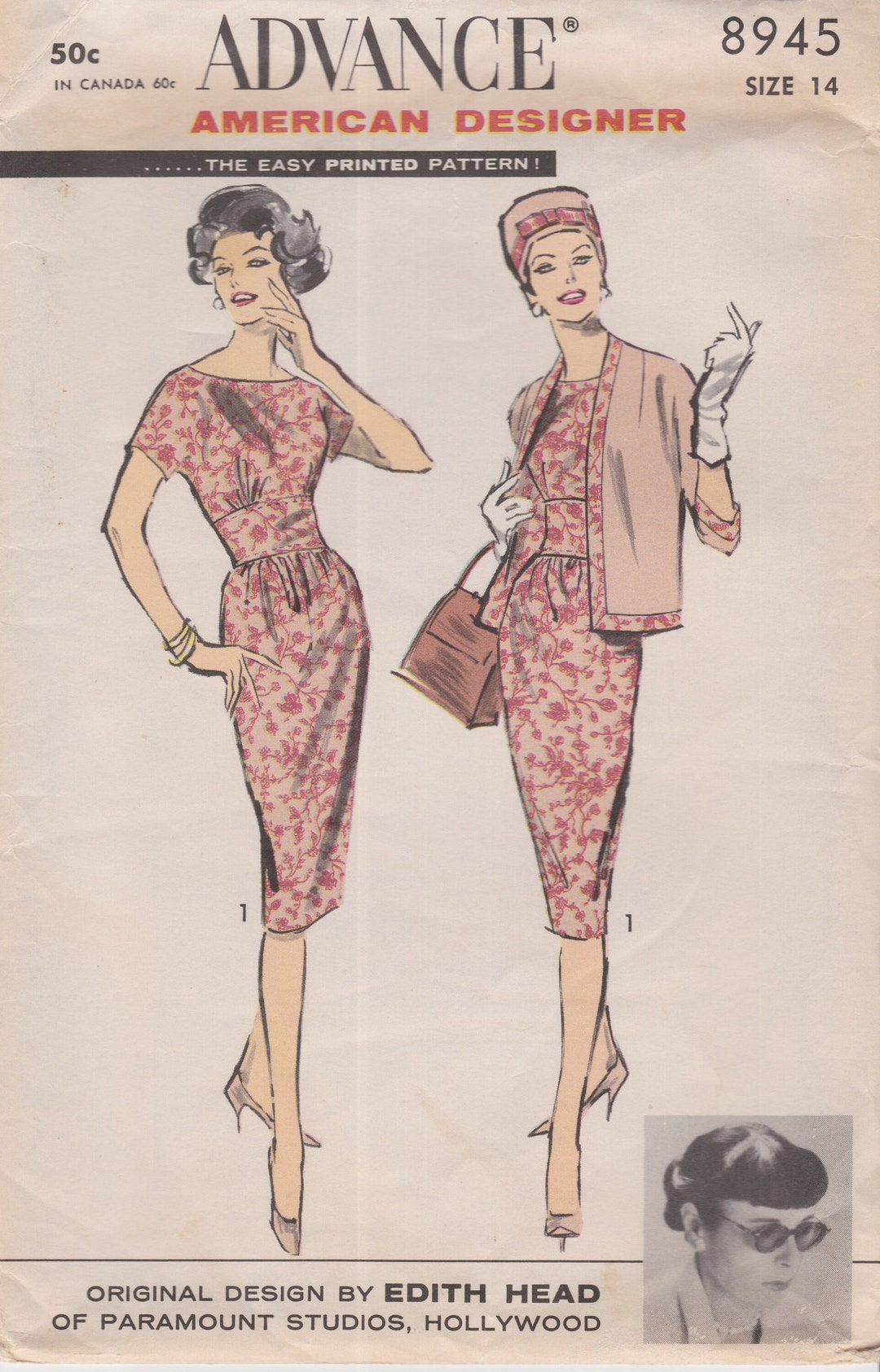 Advance 8945 Vintage 1950s Sewing Pattern by Edith Head Dress and ...