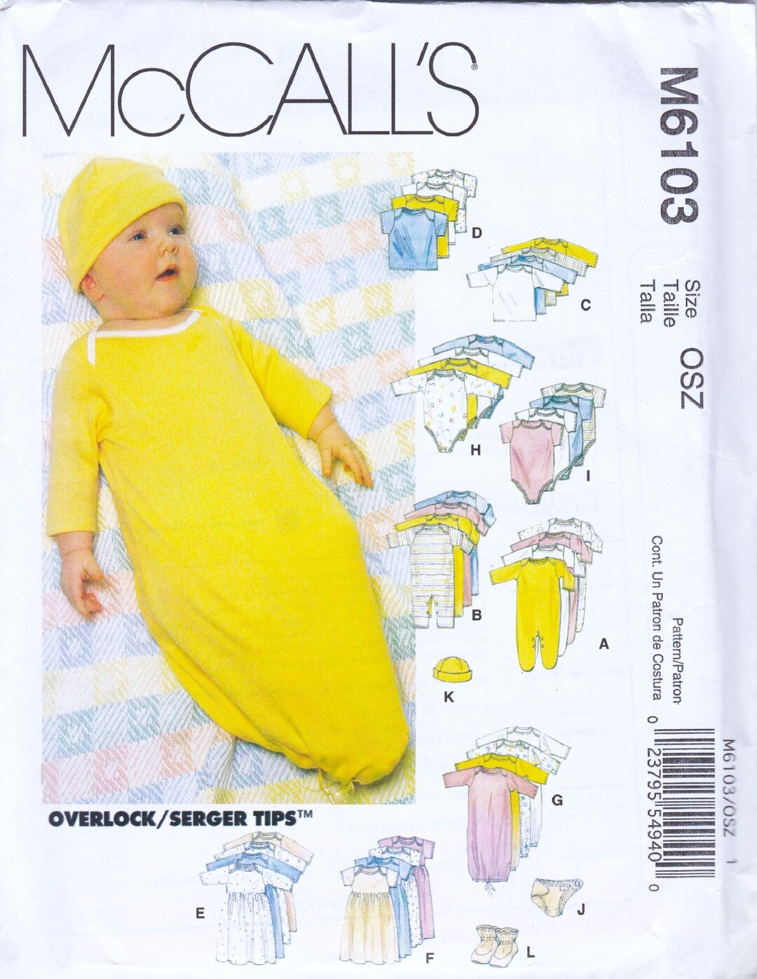 Mccalls 6103 Sewing Pattern for Baby Clothes Infants Layette Newborn ...