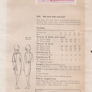 Vogue 5915 / Vintage 1960s Sewing Pattern With Label / Dress / | Etsy