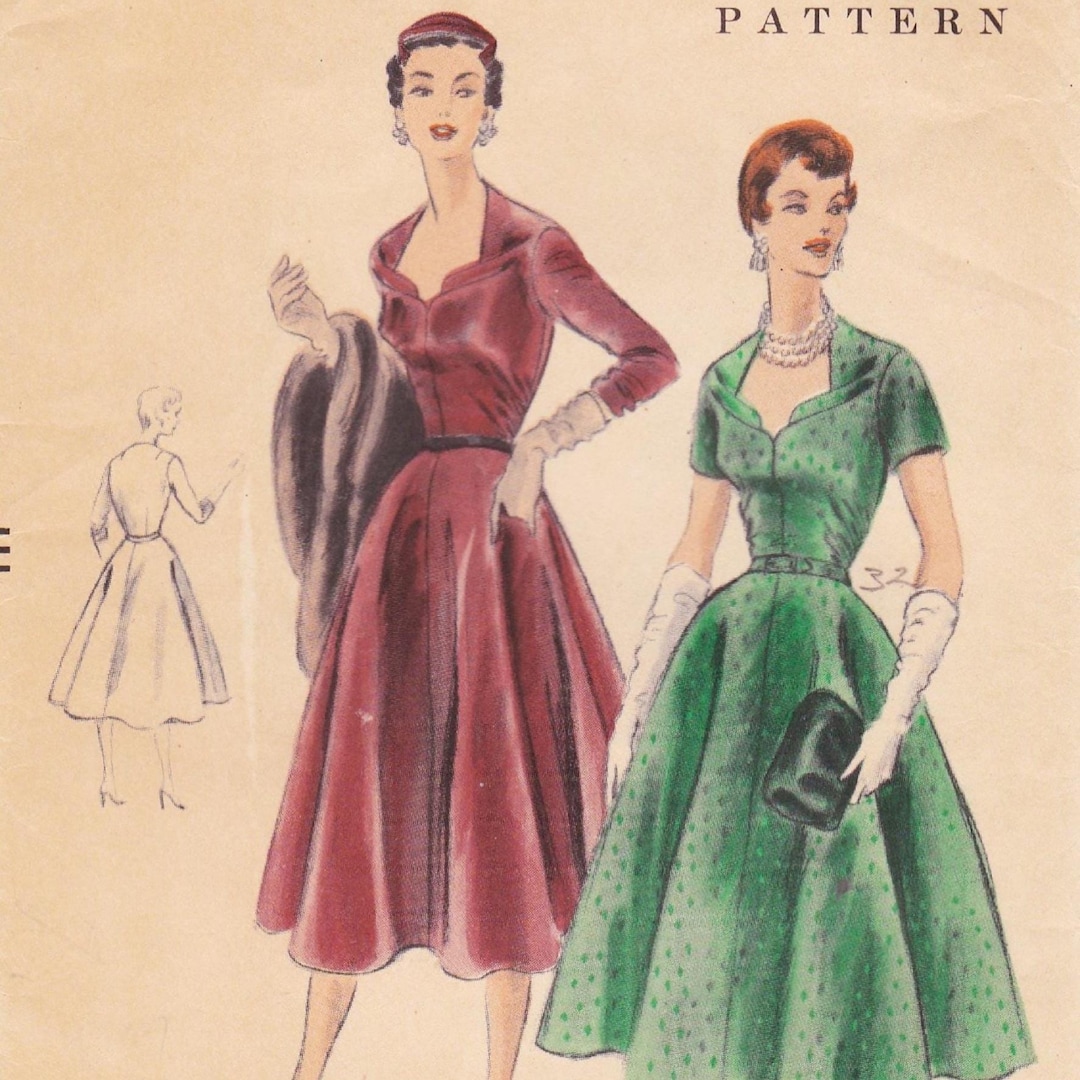 Vogue 8390 Vintage 1950s Sewing Pattern Dress Size 16 Bust 34 - Etsy