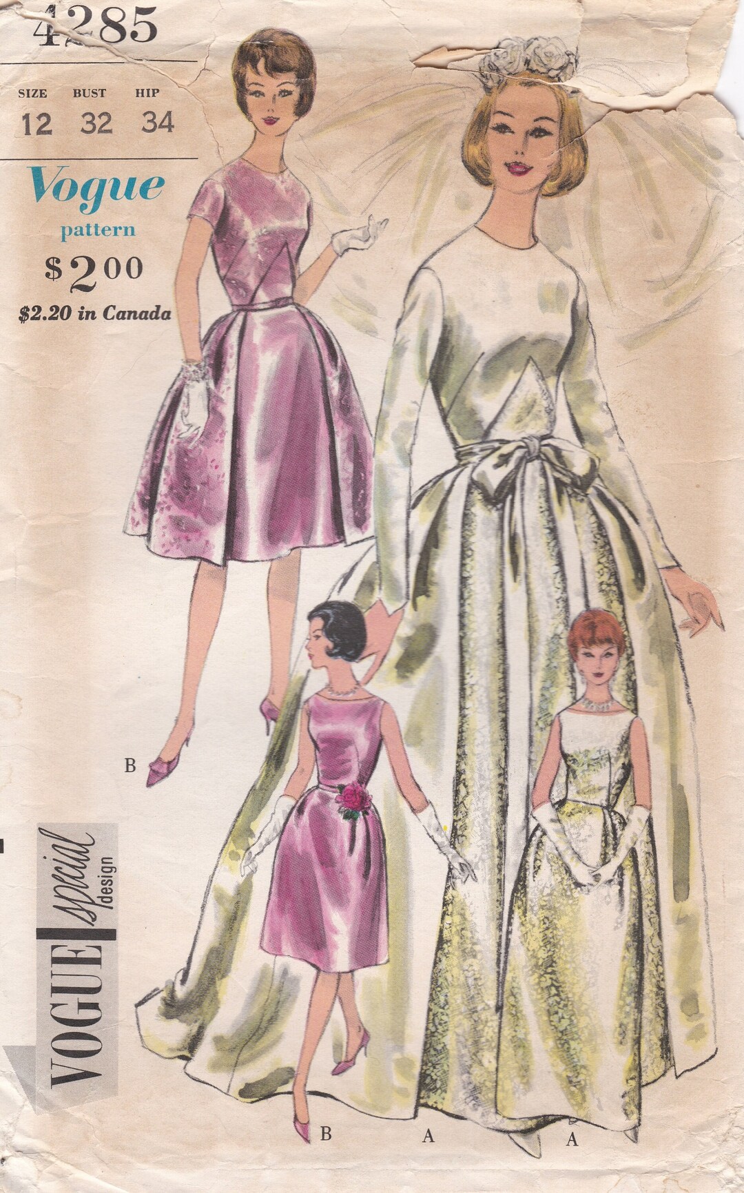 Vogue Special Design 4285 Vintage Sewing Pattern Bridal Dress Wedding ...