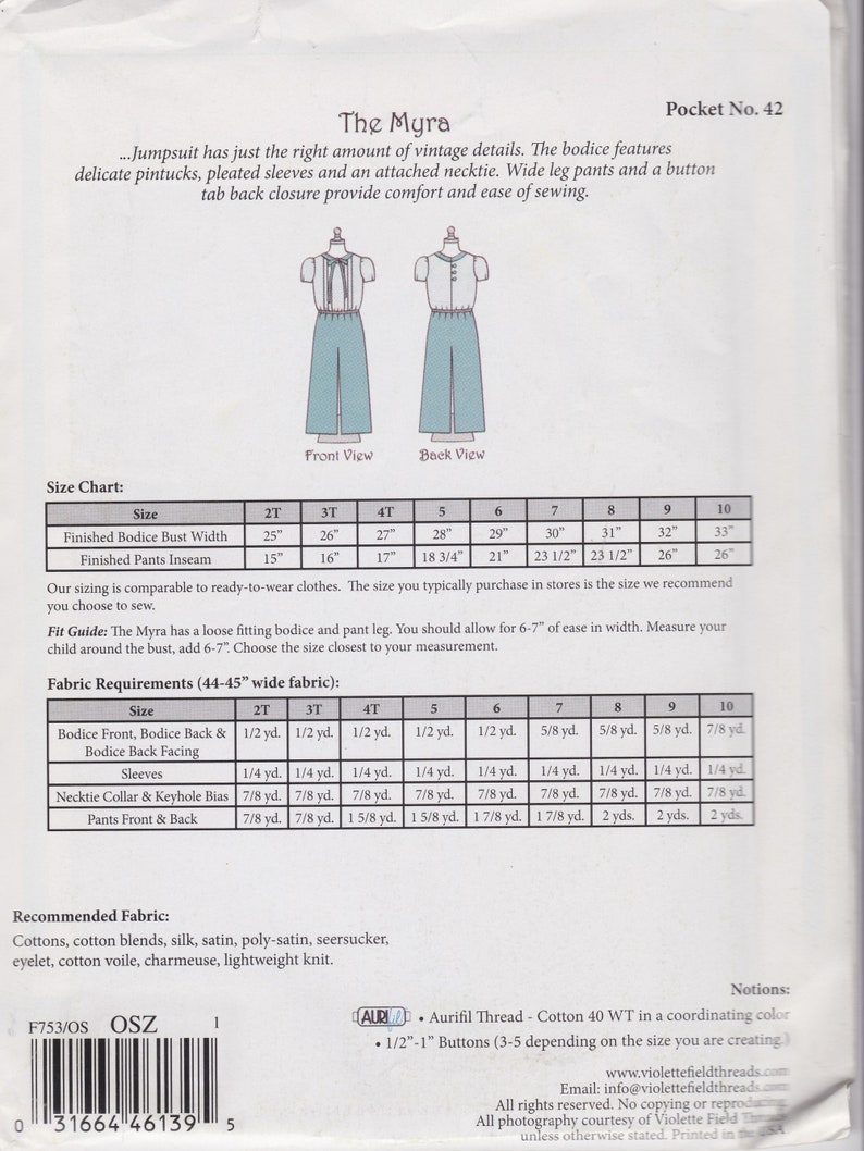 Violette Field Threads Sewing Pattern for Children / Childs - Etsy