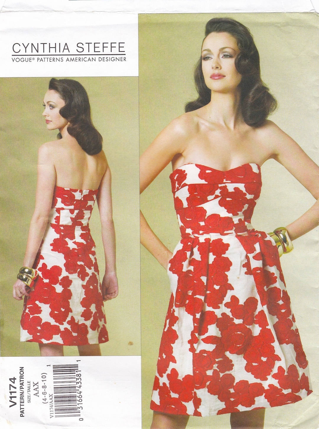 Vogue 1174 Designer Sewing Pattern by Cynthia Steffe Strapless Dress ...
