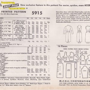 Mccalls 5915 Vintage 1960s Sewing Pattern Sheath Dress and Jacket Size ...