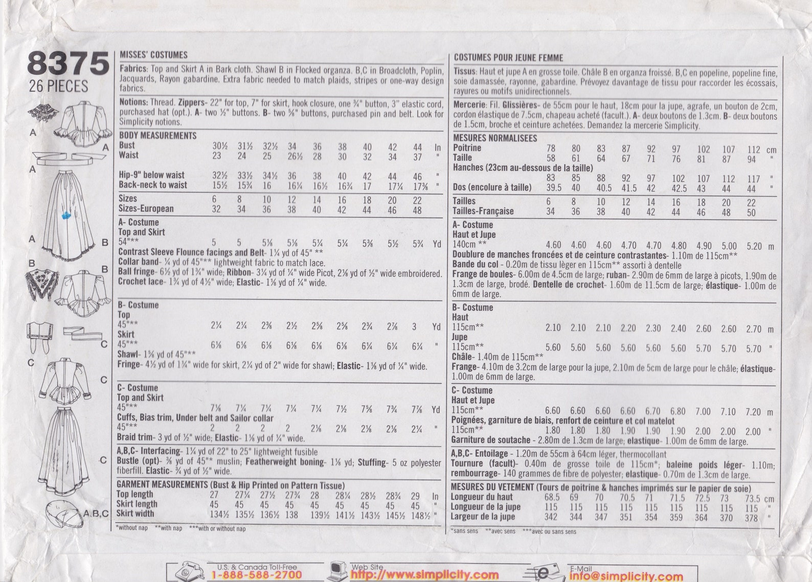 Simplicity 8375 / Vintage Sewing Pattern / 1890s Era Costume / - Etsy