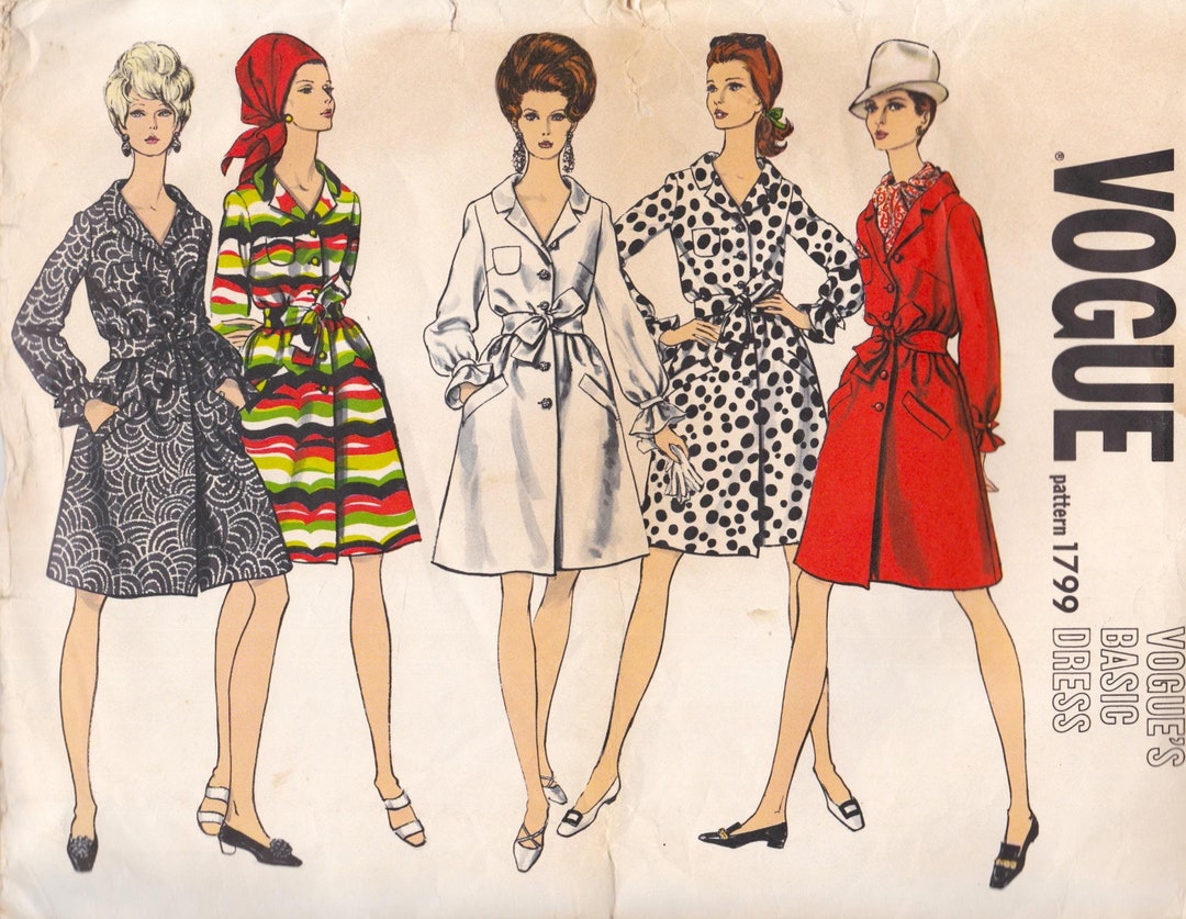 Vogue Basic Design 1799 Vintage 1960s Sewing Pattern Dress Shirtdress ...