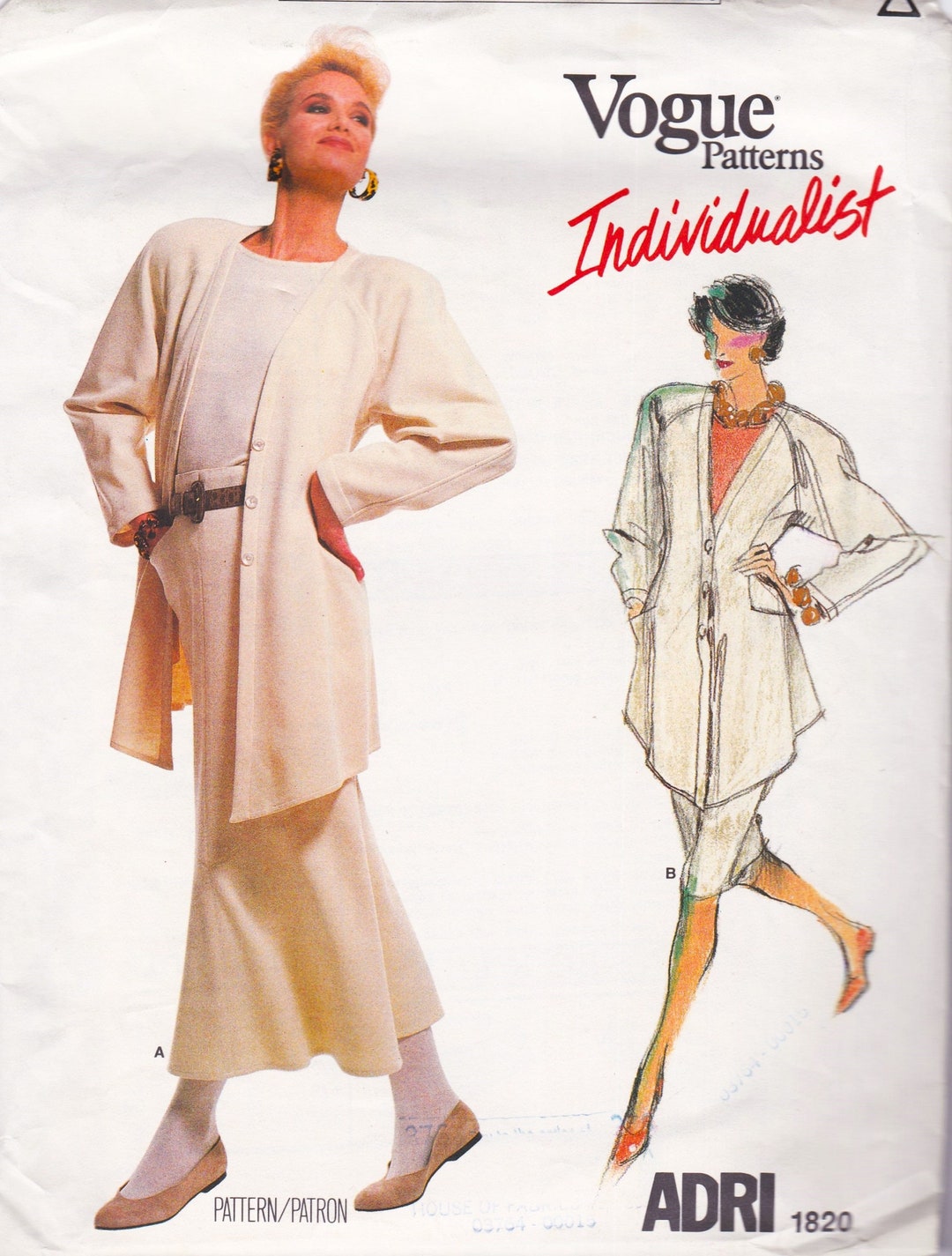Vogue Individualist 1820 Vintage Designer Sewing Pattern by Adri Skirt ...