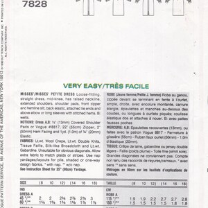 Very Easy Vogue 7828 Vintage Sewing Pattern Dress Sizes 8 10 12 Unused ...
