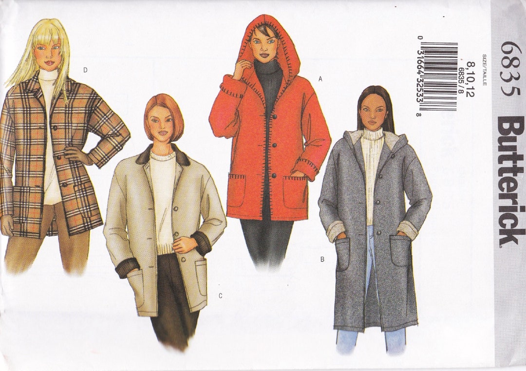 Butterick 6835 Vintage Sewing Pattern Jacket Coat Sizes 8 10 12 Unused ...