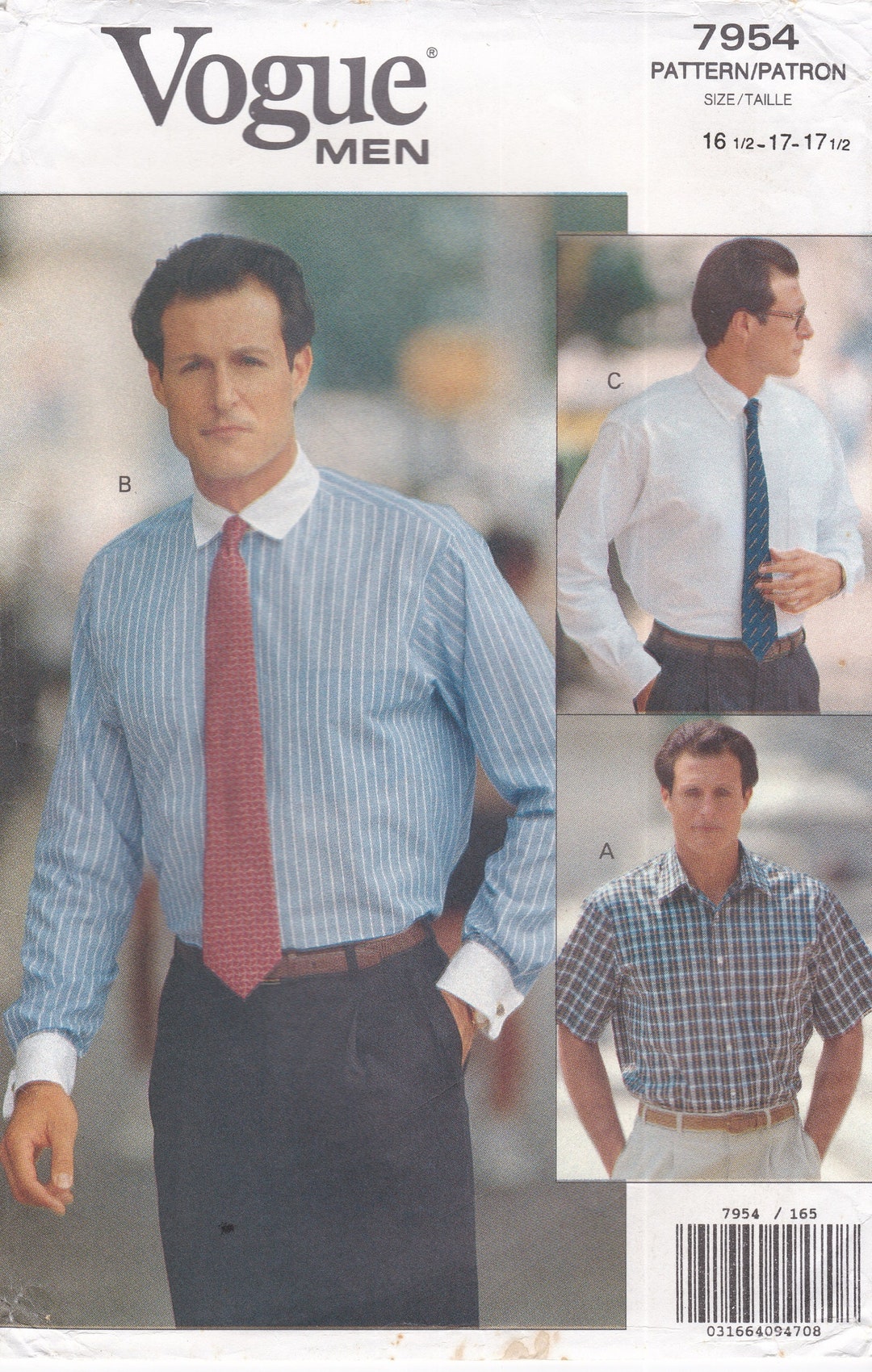 Vogue Men 7954 Sewing Pattern Mans Casual or Dress Shirt Sizes - Etsy