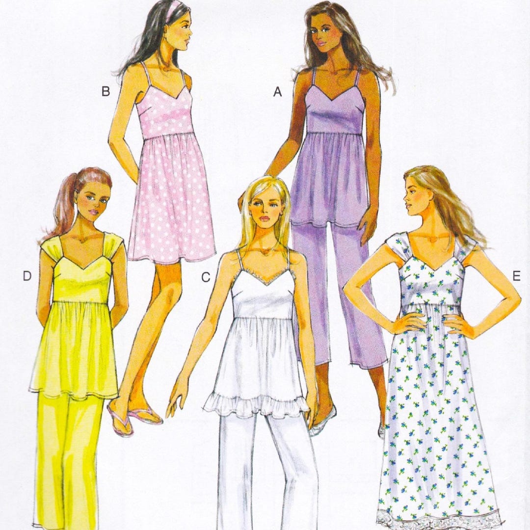 Butterick 5653 Very Easy Sewing Pattern Loungewear Pajamas Dress Gown ...