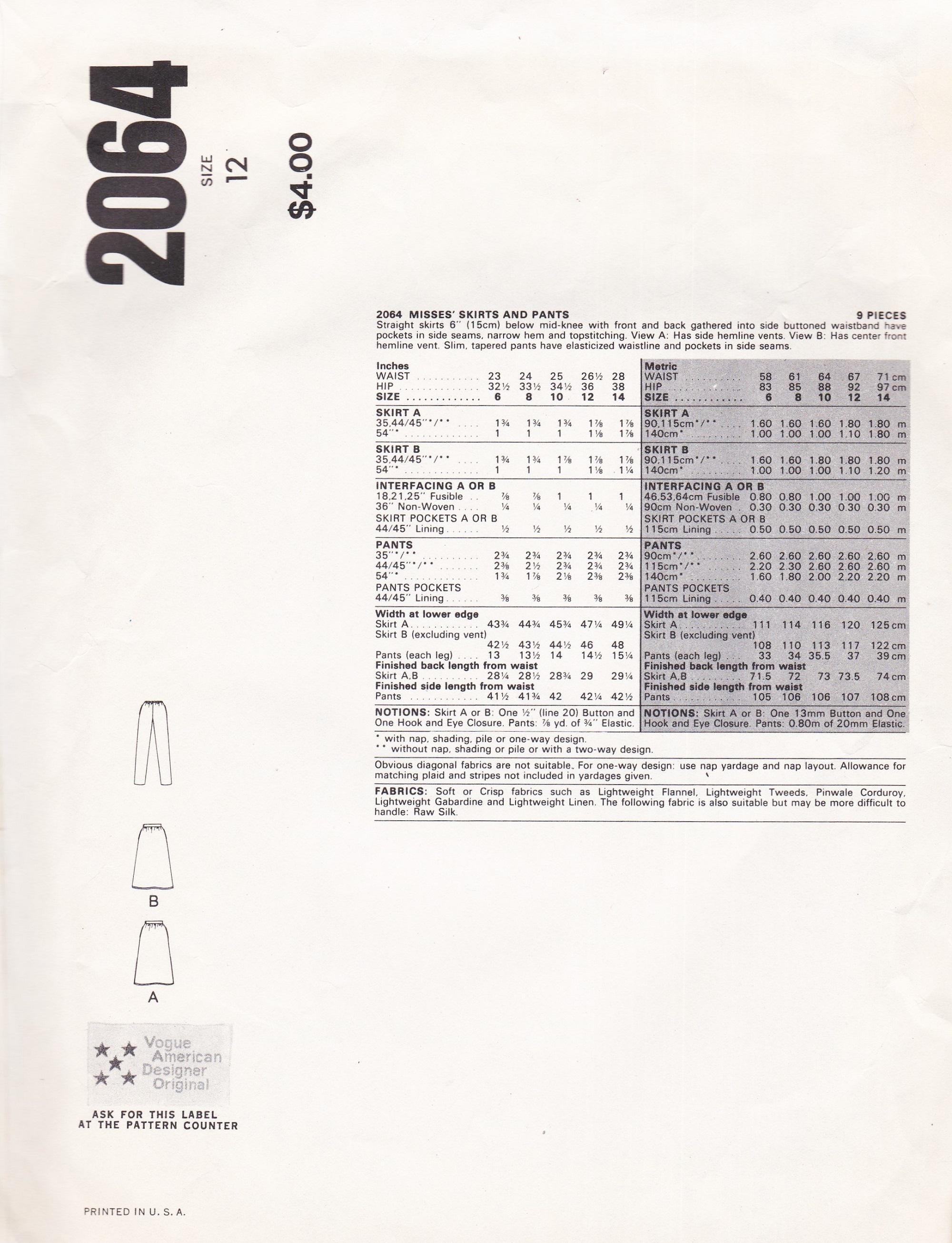 Very Easy Vogue 2064 Vintage Designer Sewing Pattern by Calvin Klein ...