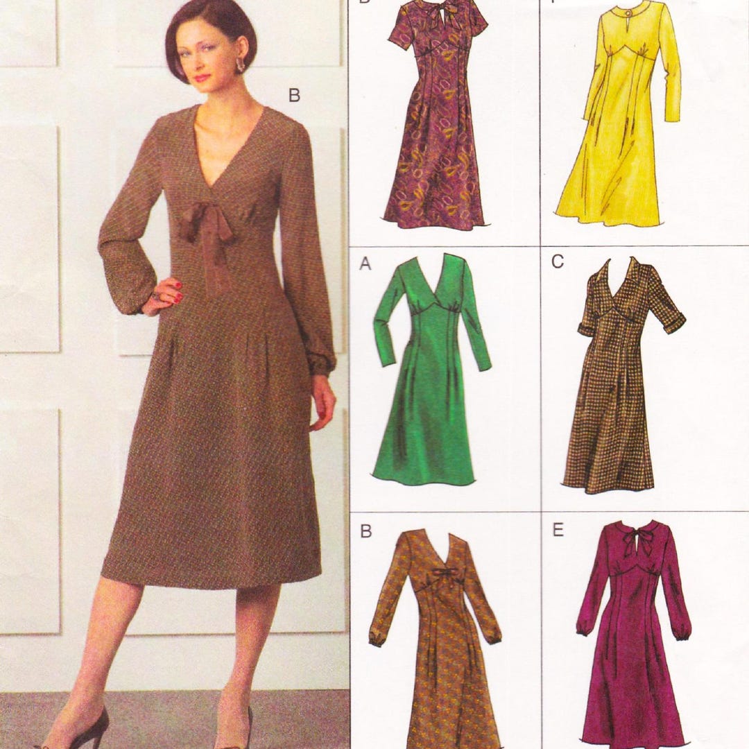 Vogue Easy Options 8108 Basic Design Sewing Pattern Empire Waist Dress ...