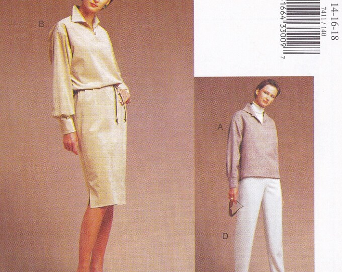 Vogue 7411 Vintage Sewing Pattern Dress Trousers Pants Top Skirt Sizes ...