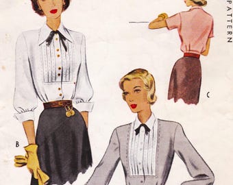 Simplicity 2799 / Vintage 1940s Sewing Pattern / Blouse Shirt Top ...